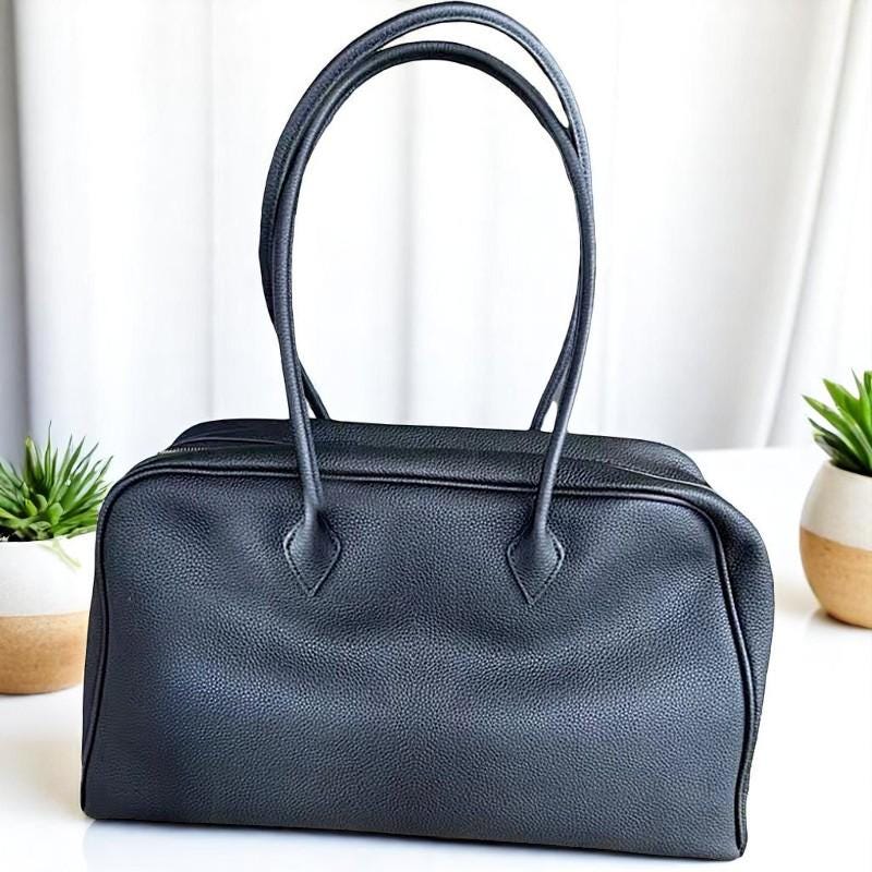 Soft Leather Top Handle Bag: Minimalist Work Tote, Travel Handbag - Etsy