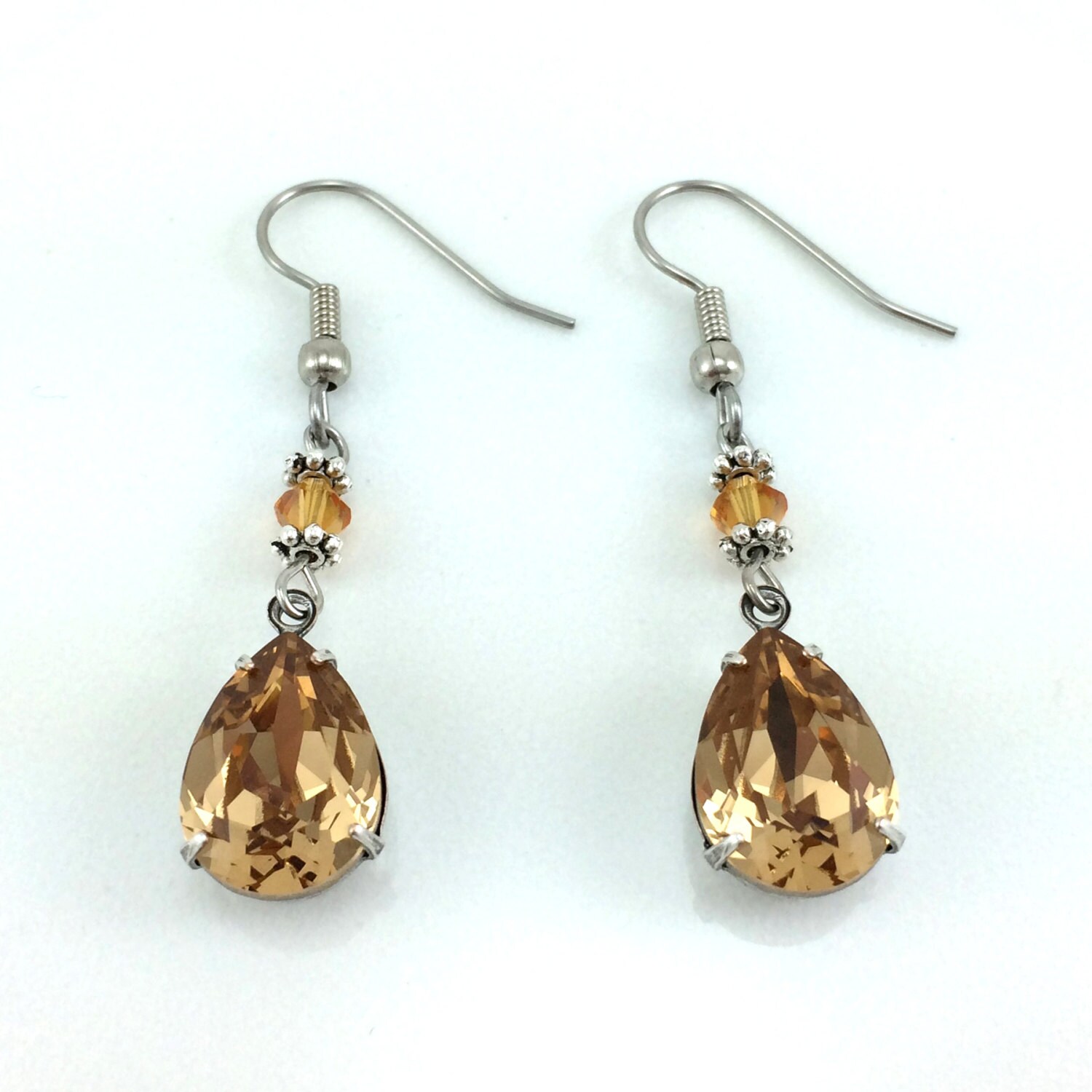 Yellow Topaz Crystal Earrings Swarovski Crystals Yellow | Etsy