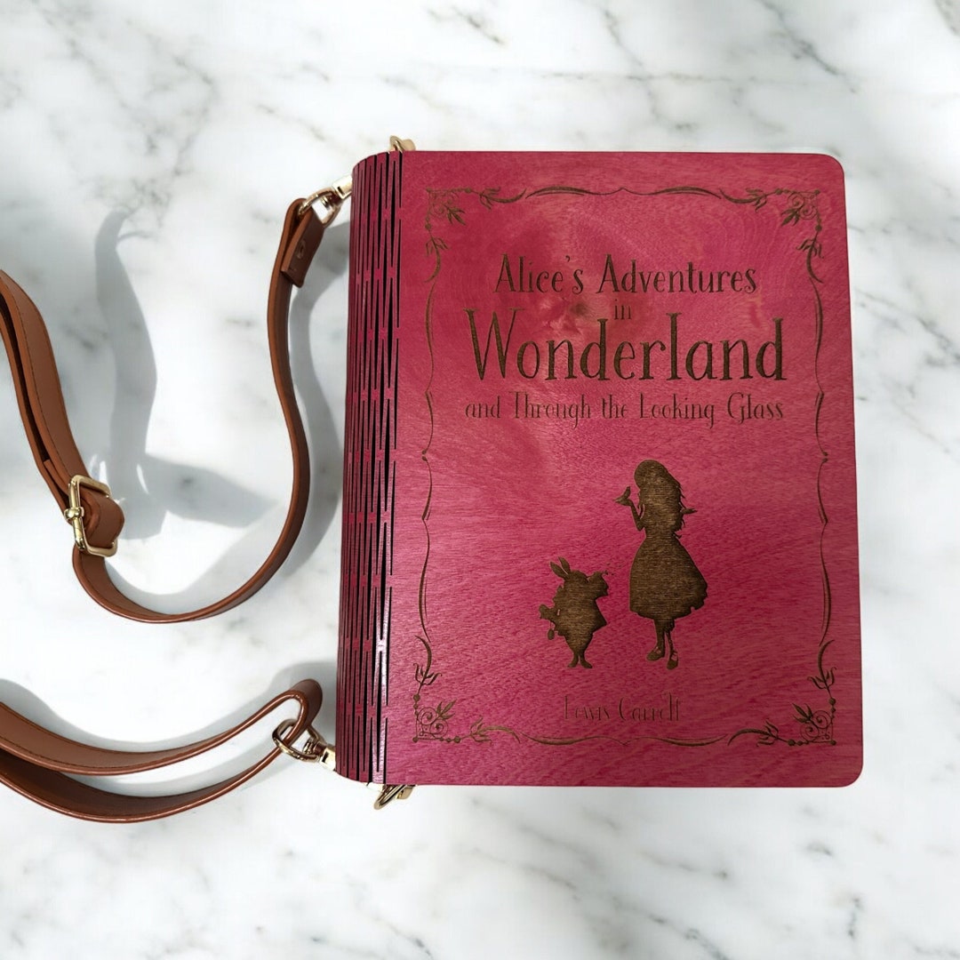 Alice's Adventures in Wonderland Wood Crossbody Book Purse, Through the ...