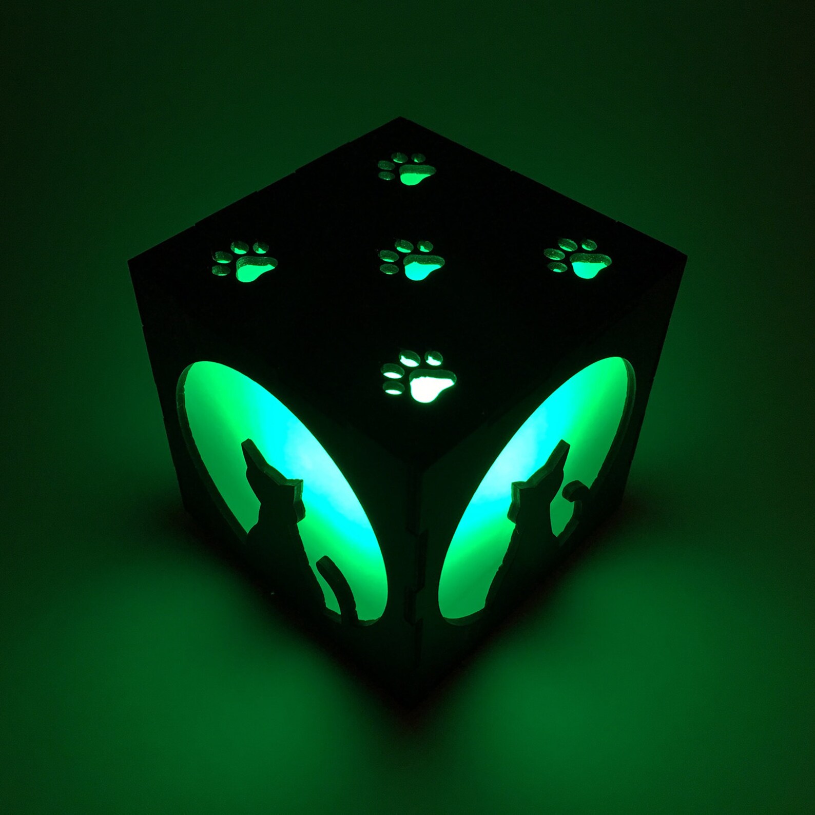 Kitty Cat Wood Lantern LED Light Cube Candle Box Cat | Etsy