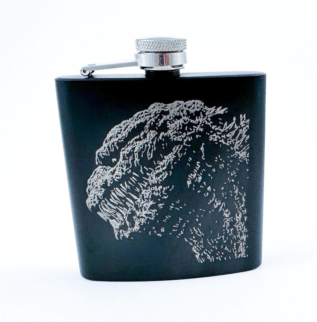 Shin Godzilla King of the Monsters Engraved Black Flask 6oz, Geek Gift ...