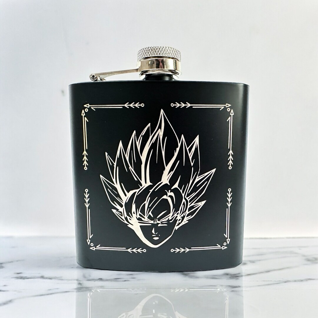 Dragonball Z Goku Engraved Black Flask 6oz, Geek Gift, Gift for Him ...