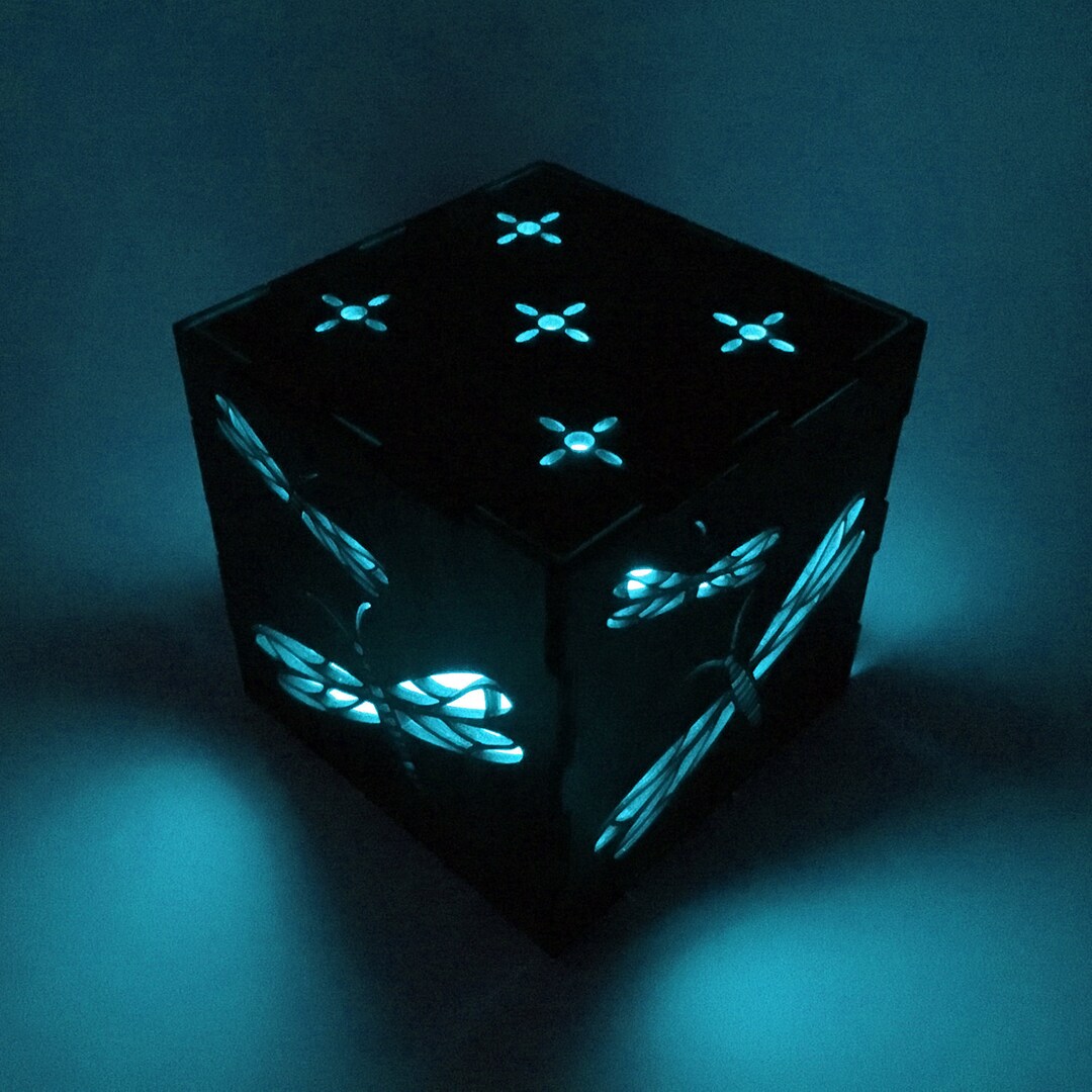 Dragonfly Light Box Wood Lantern Dragonflies Lamp Candle Box LED Lights ...