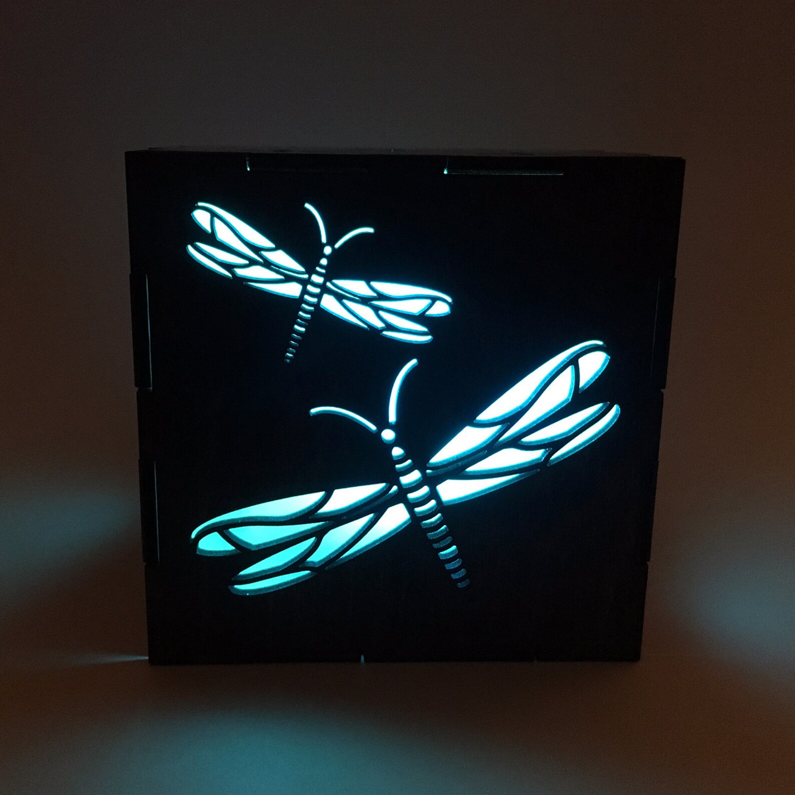 Dragonfly Light Box Wood Lantern Dragonflies Lamp Candle | Etsy