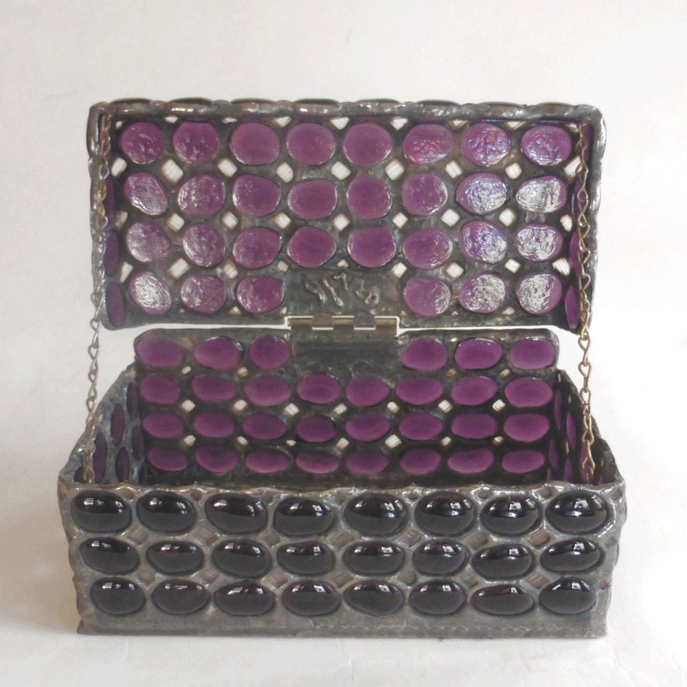 Glass Jewelry Box - Medieval Chest - Amethyst Glass Jewels - Cremation ...