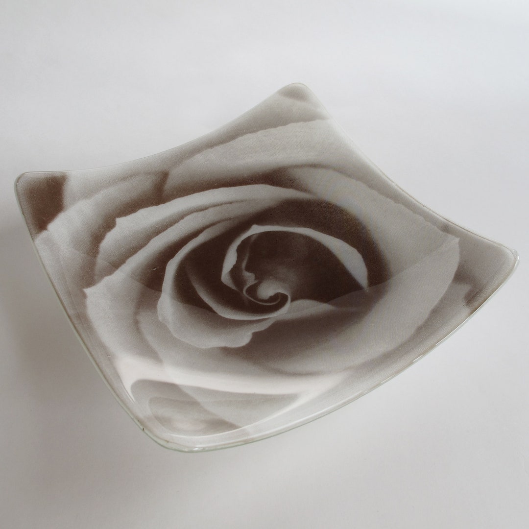 Fused Glass Plate - Rose Plate - Silkscreen Printing on Glass - Etsy