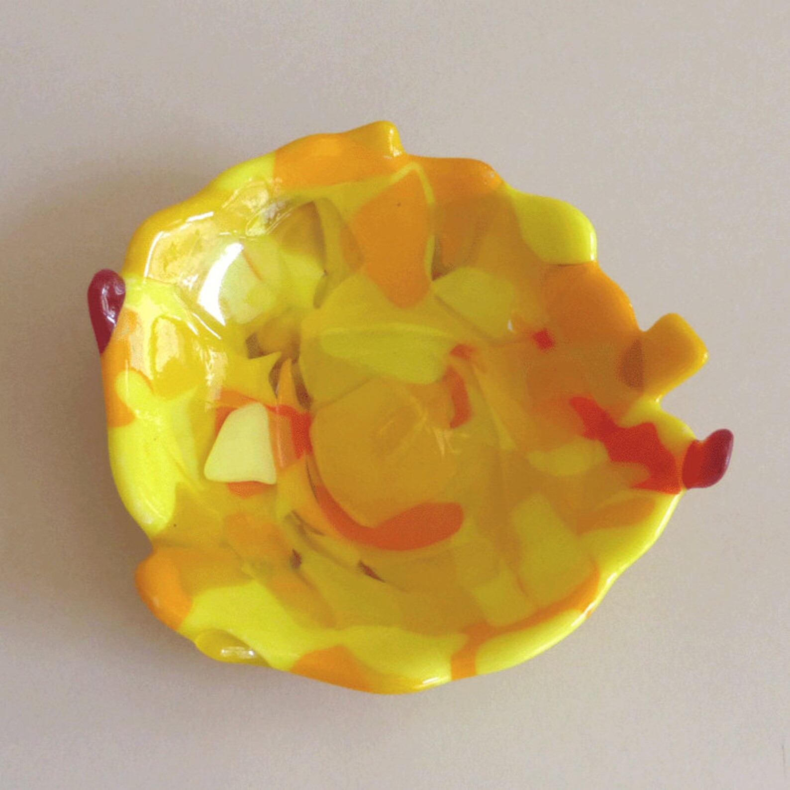 Fused Glass Bowl Yellow / Orange Art Glass - Etsy
