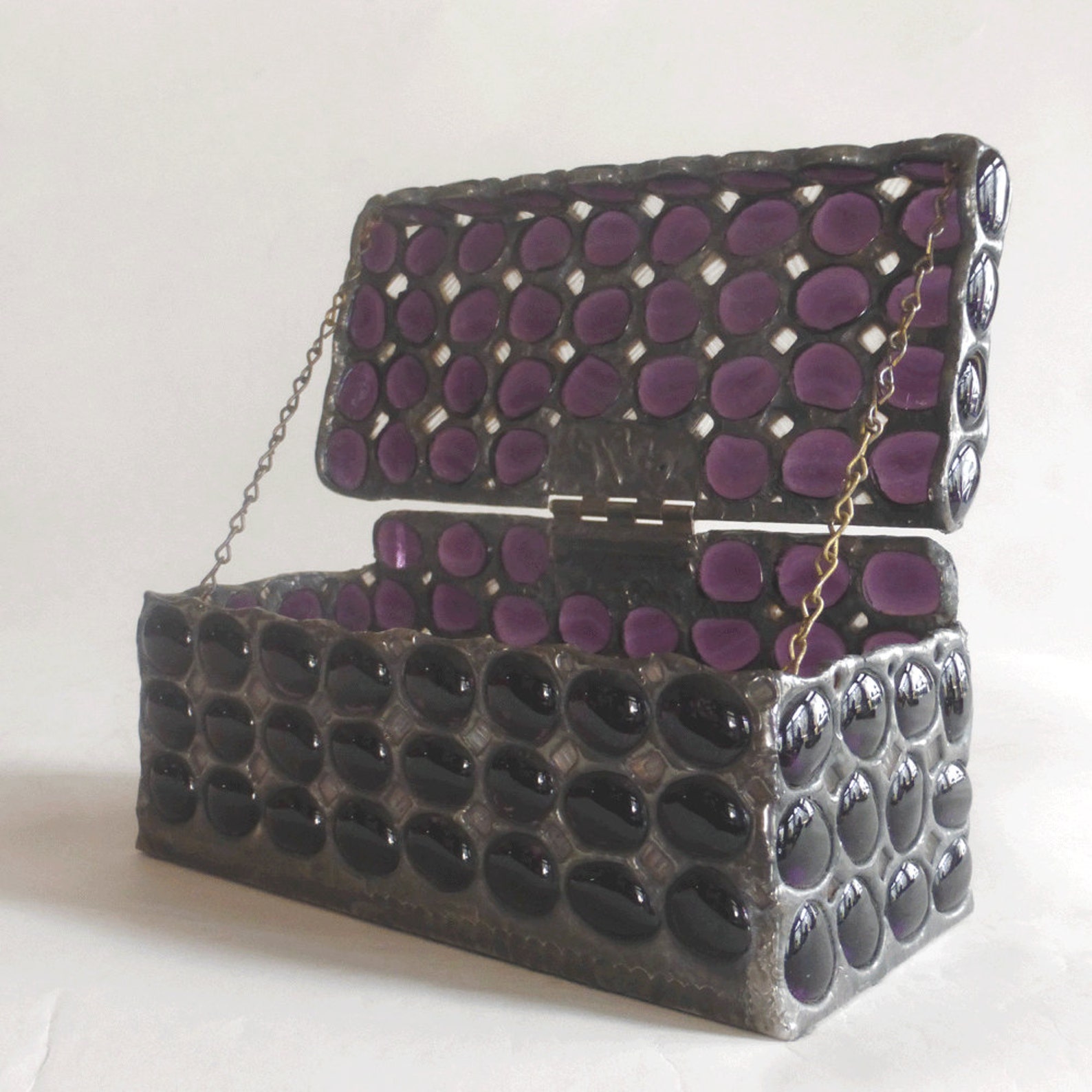 Glass Jewelry Box - Medieval Chest - Amethyst Glass Jewels - Cremation ...