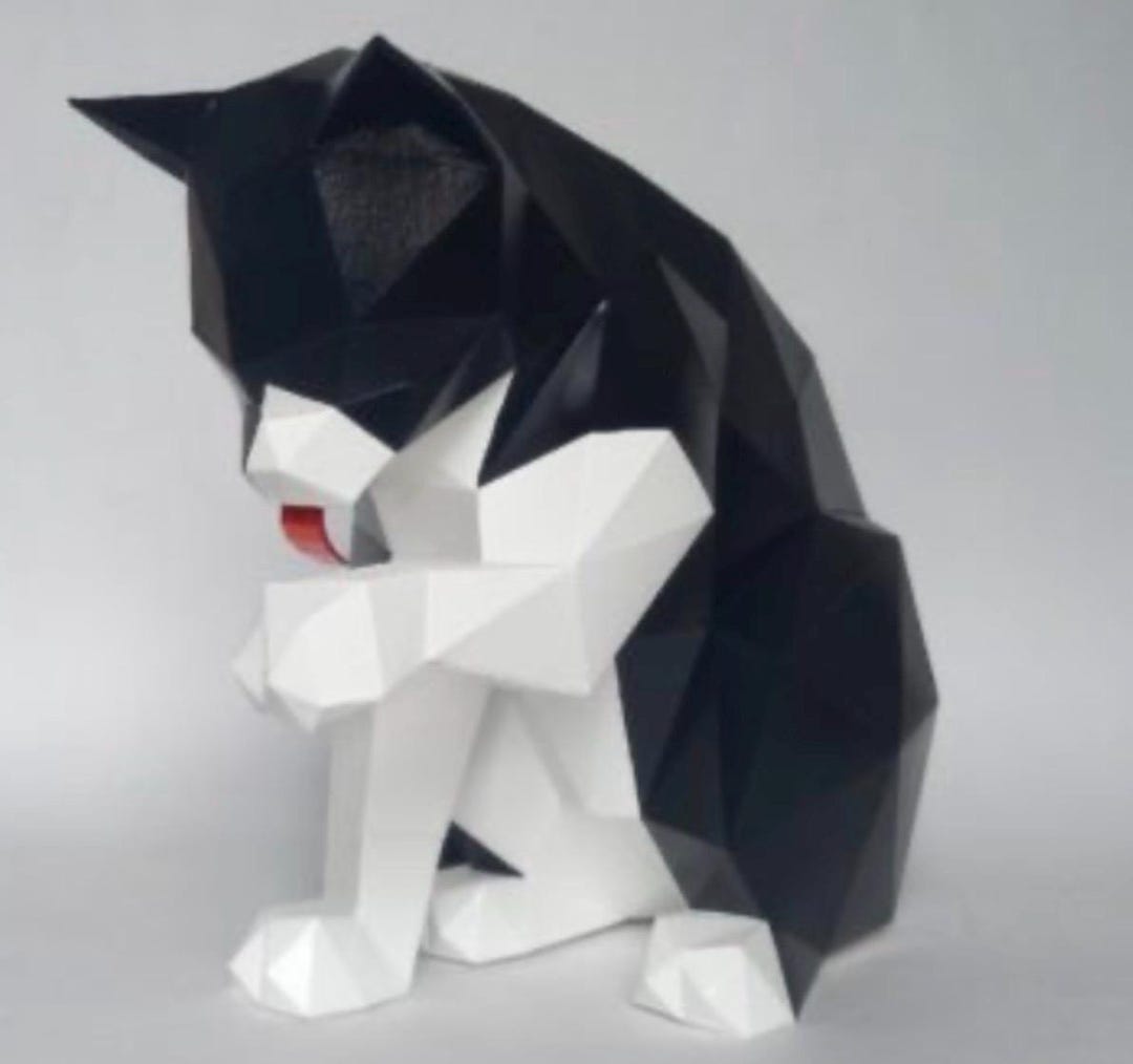 3D Papercraft Sitting Cat - Etsy