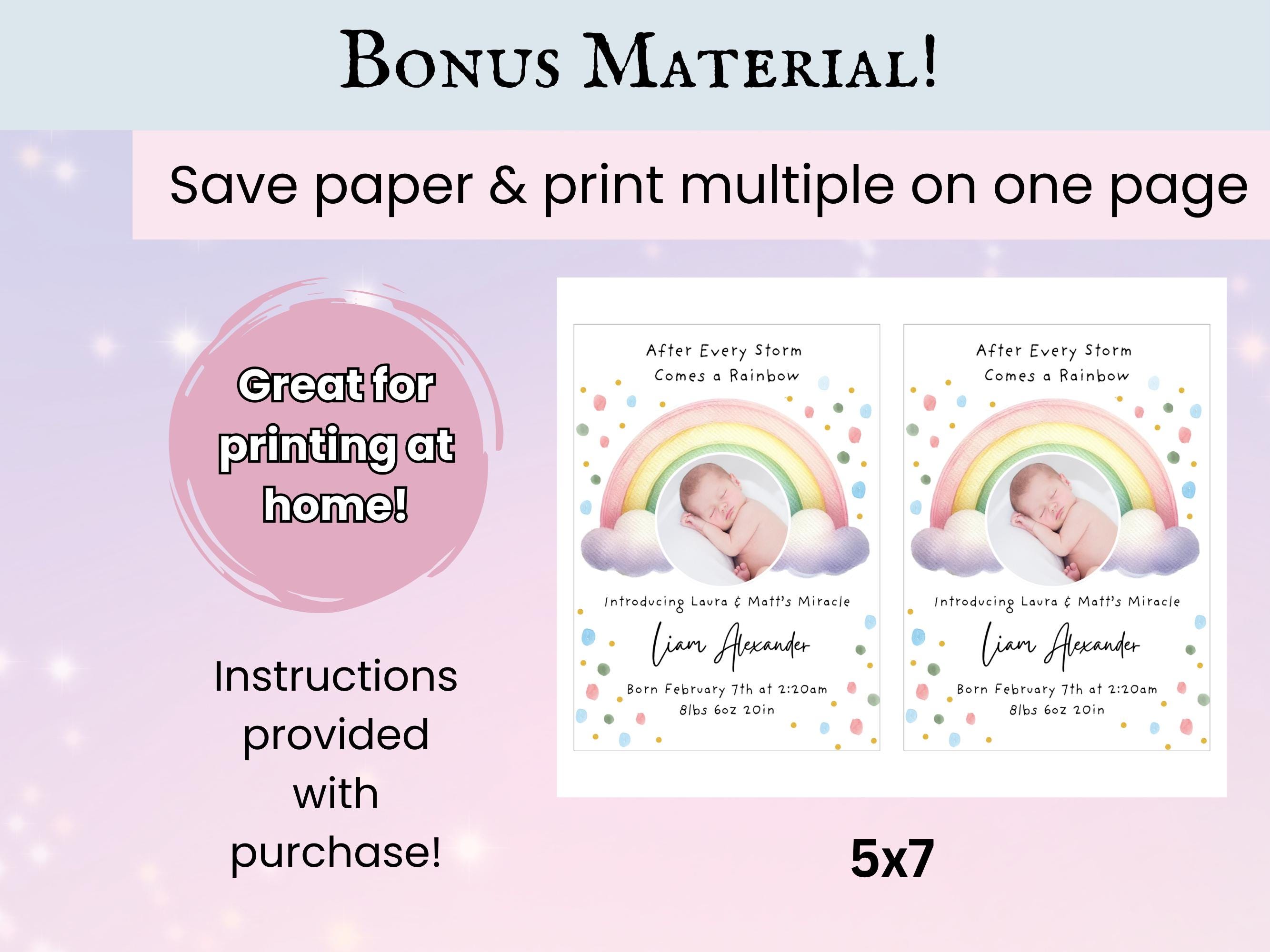 Personalized Rainbow Baby Template, Watercolor Birth Announcement Photo ...