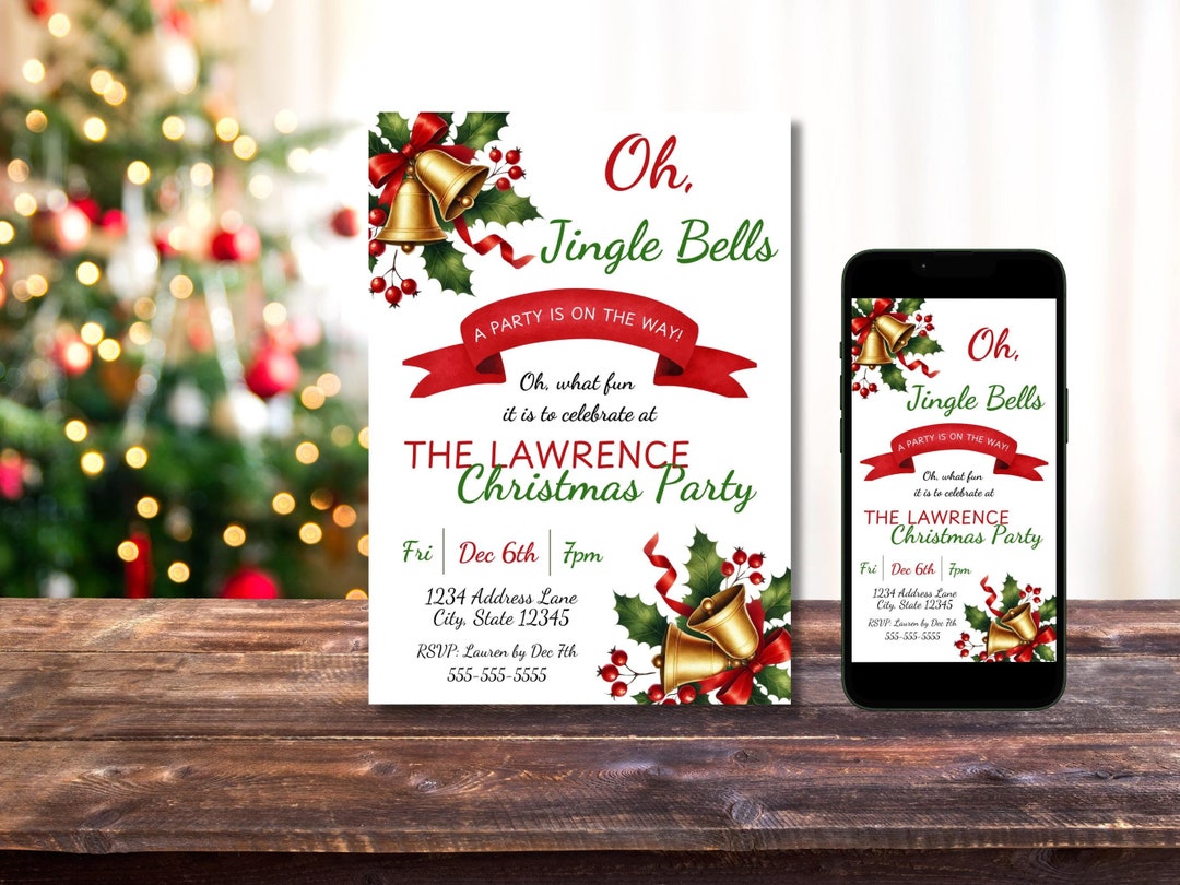 Personalized Jingle Bells Christmas Party Invitation (digital Download ...