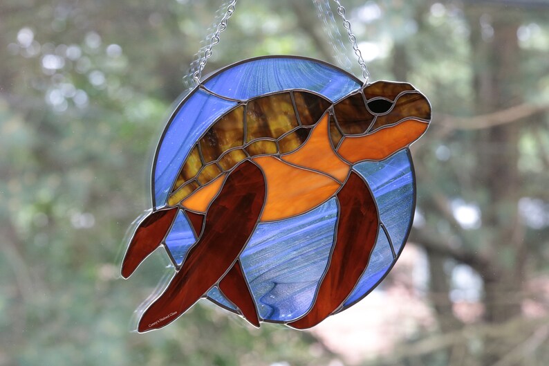 Turtle Stained Glass Suncatcher - Etsy