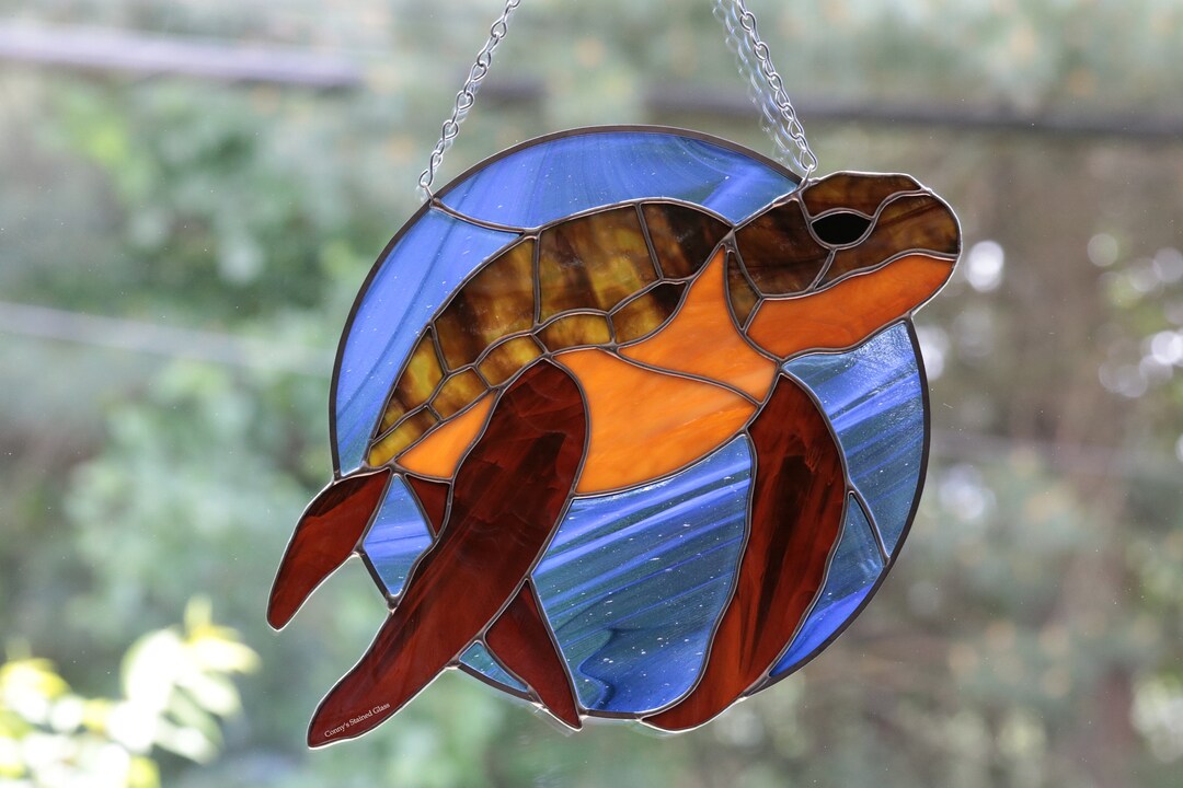 Turtle Stained Glass Suncatcher - Etsy