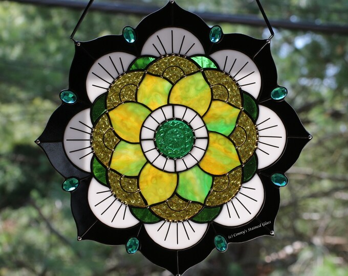 One of a Kind Stained Glass Mandala Panel - Etsy