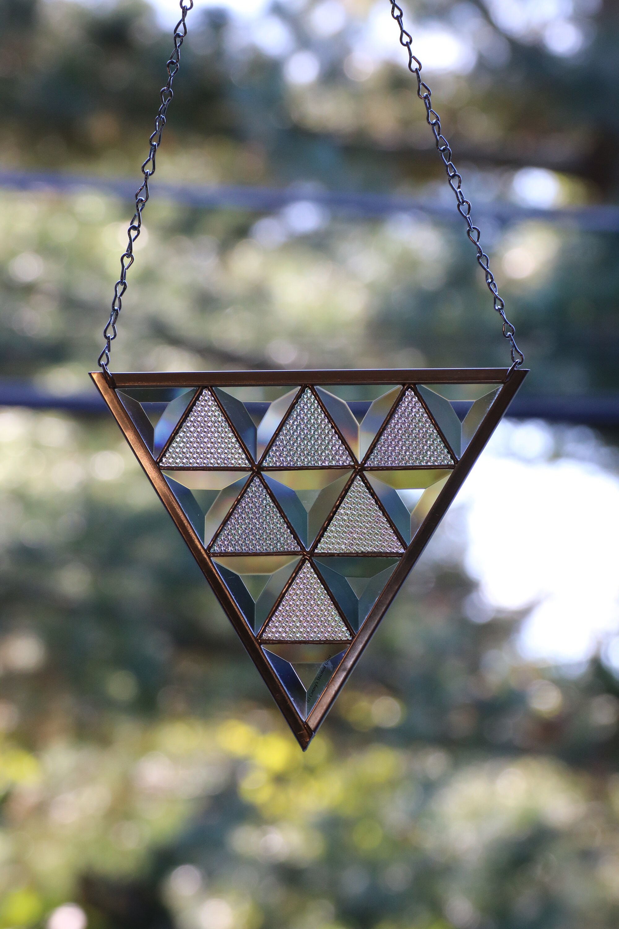 Stained Glass Beveled Triangle Panel/ Suncatcher | Etsy
