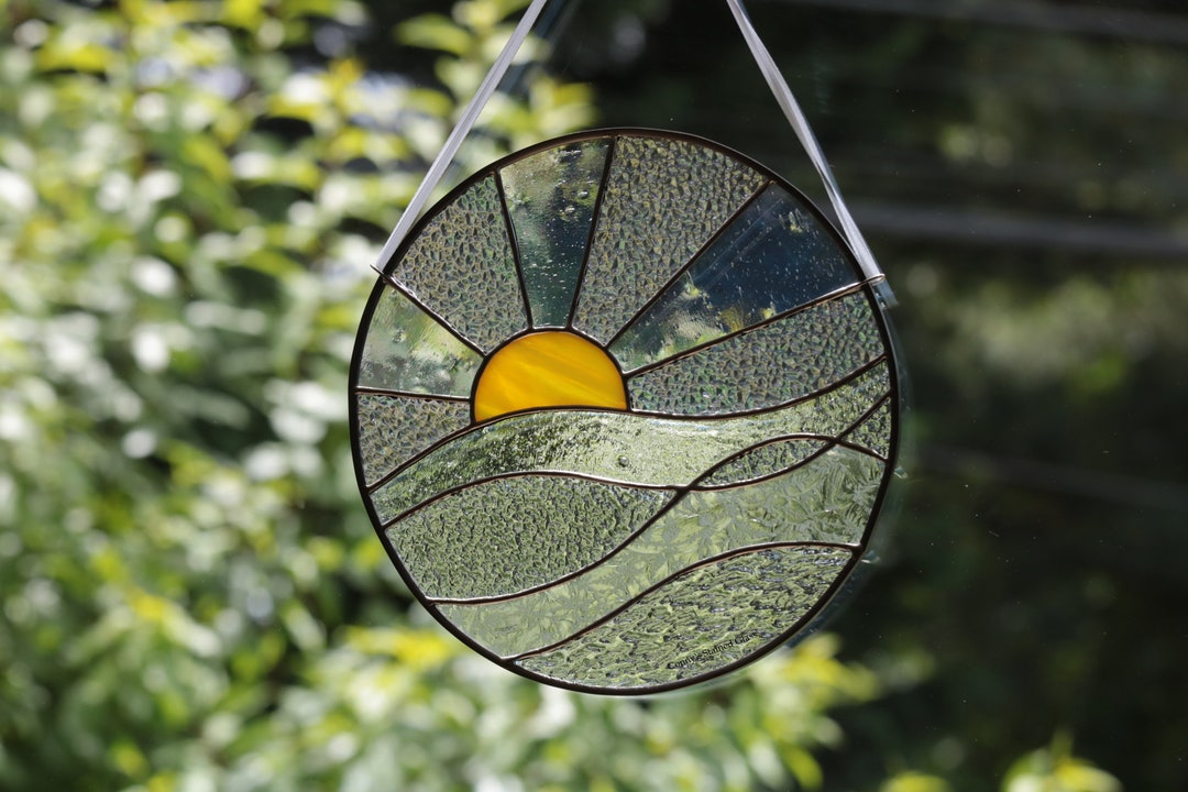 Sunset Ocean Stained Glass Suncatcher -original Design- - Etsy