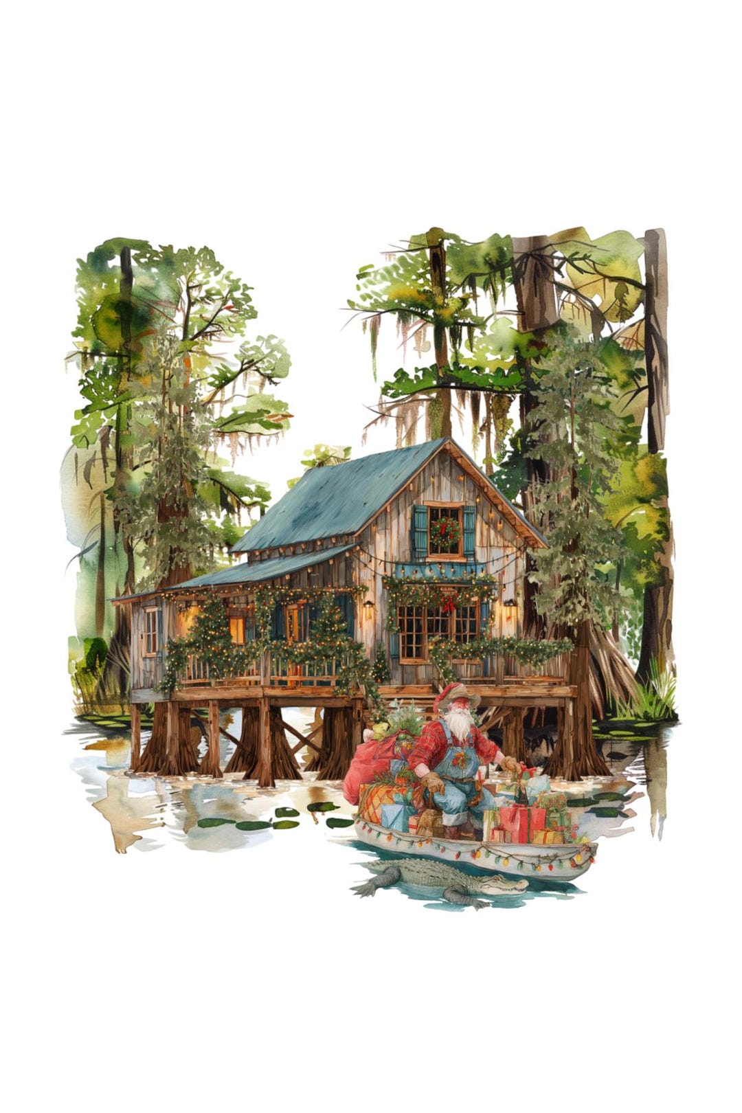 Louisiana Bayou Santa Christmas Card Template! - Etsy