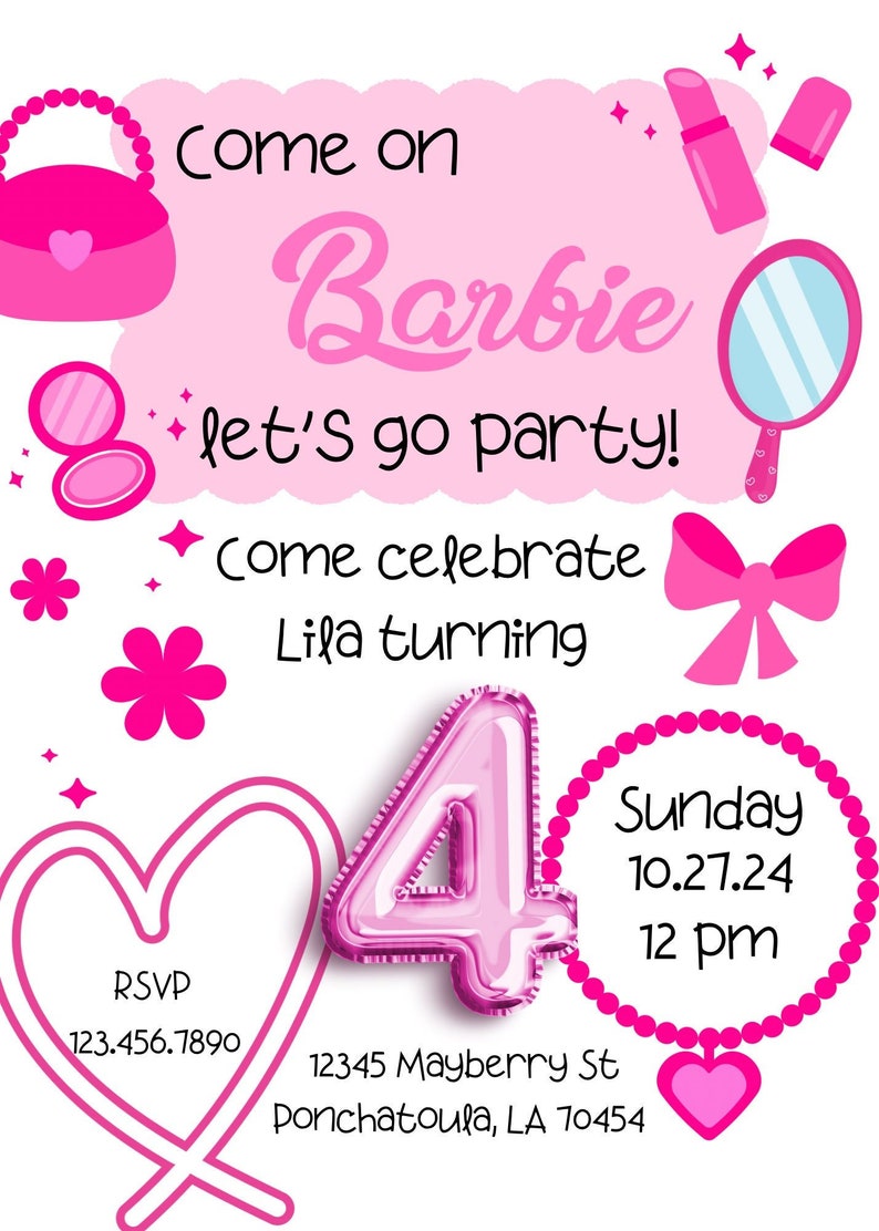 Barbie Birthday Invitation - Etsy