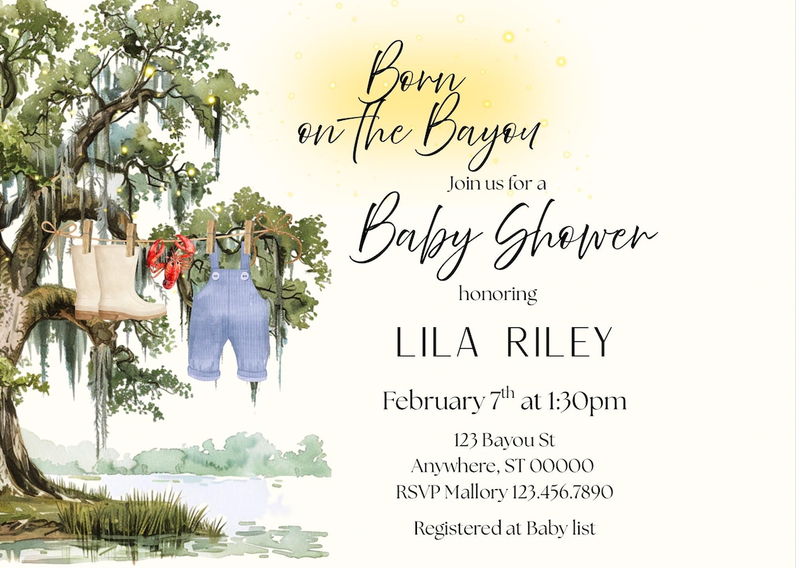 Born on the Bayou Boy Baby Shower Invitation Template! - Etsy