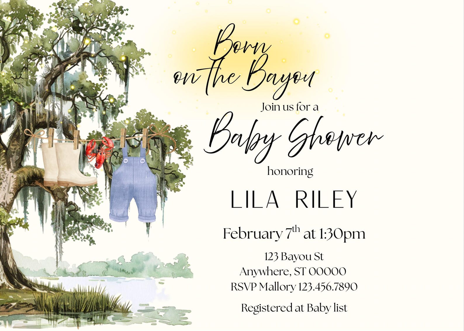 Born on the Bayou Boy Baby Shower Invitation Template! - Etsy