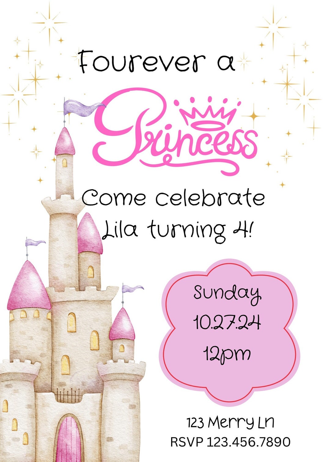 Fourever a Princess Birthday Party Invitation! - Etsy