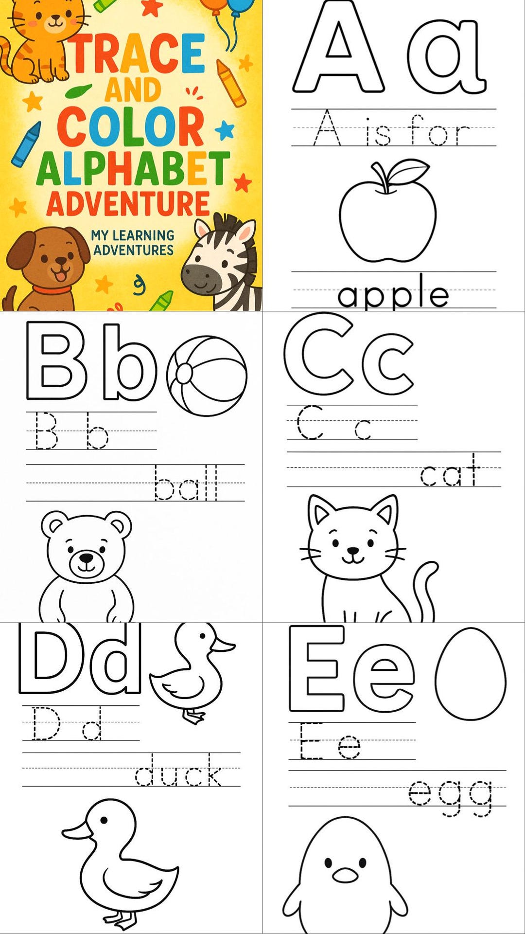 ABC Fun! Trace & Color Alphabet Book for Kids | A-Z Learning Adventure ...