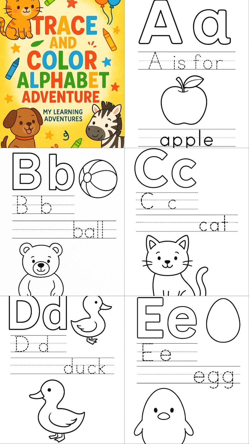 ABC Fun! Trace & Color Alphabet Book for Kids | A-Z Learning Adventure ...