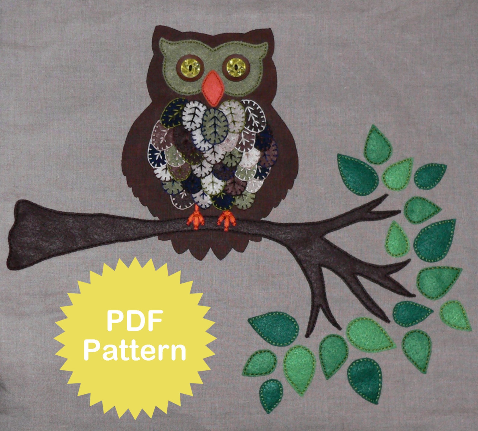 Owl Applique and Embroidery Pattern - Etsy