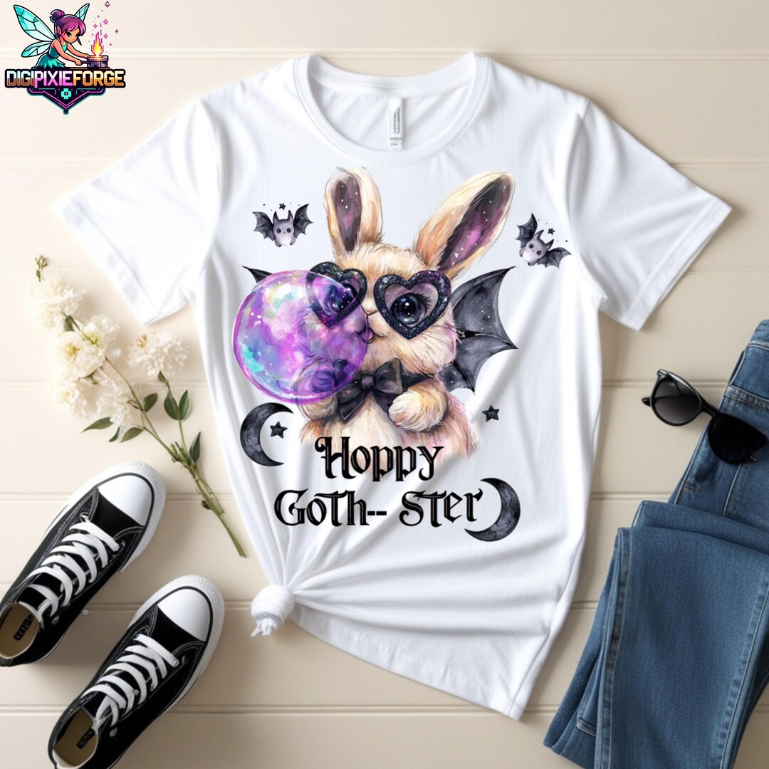 Kawaii Gothic Easter Bunny, Coquette Bow, Hoppy Gothster, Happy Easter ...