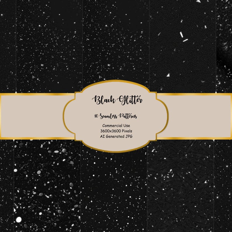 Black Glitter, 10 Seamless Patterns - Etsy
