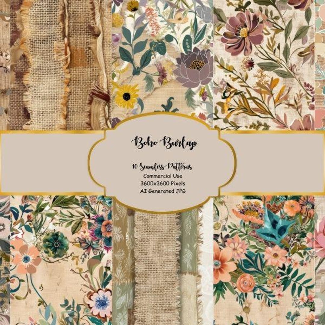 Boho Burlap, 10 Seamless Patterns - Etsy