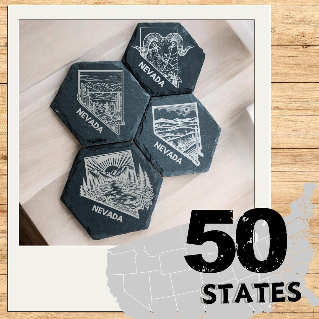 Engraved Nevada Slate Coasters (set of 4) – Personalized Housewarming ...