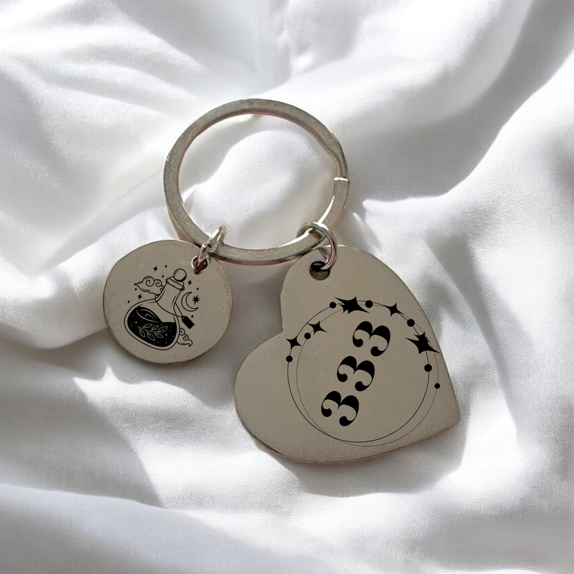 Personalized Angel Number Keychain, Hidden Message Backside, Stainless ...