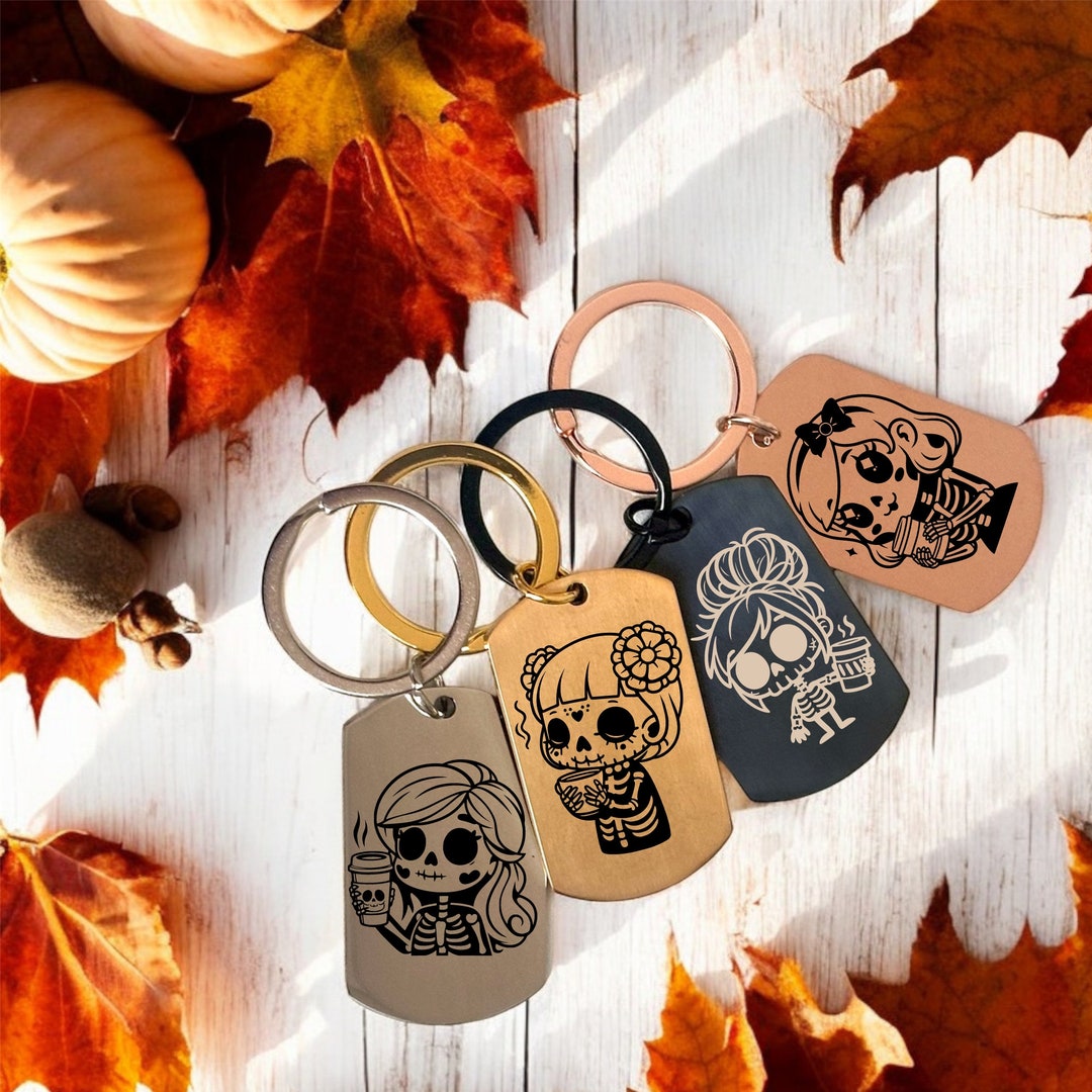 Personalized Engraved Skeleton Keychains, Fun Halloween Accessories for ...
