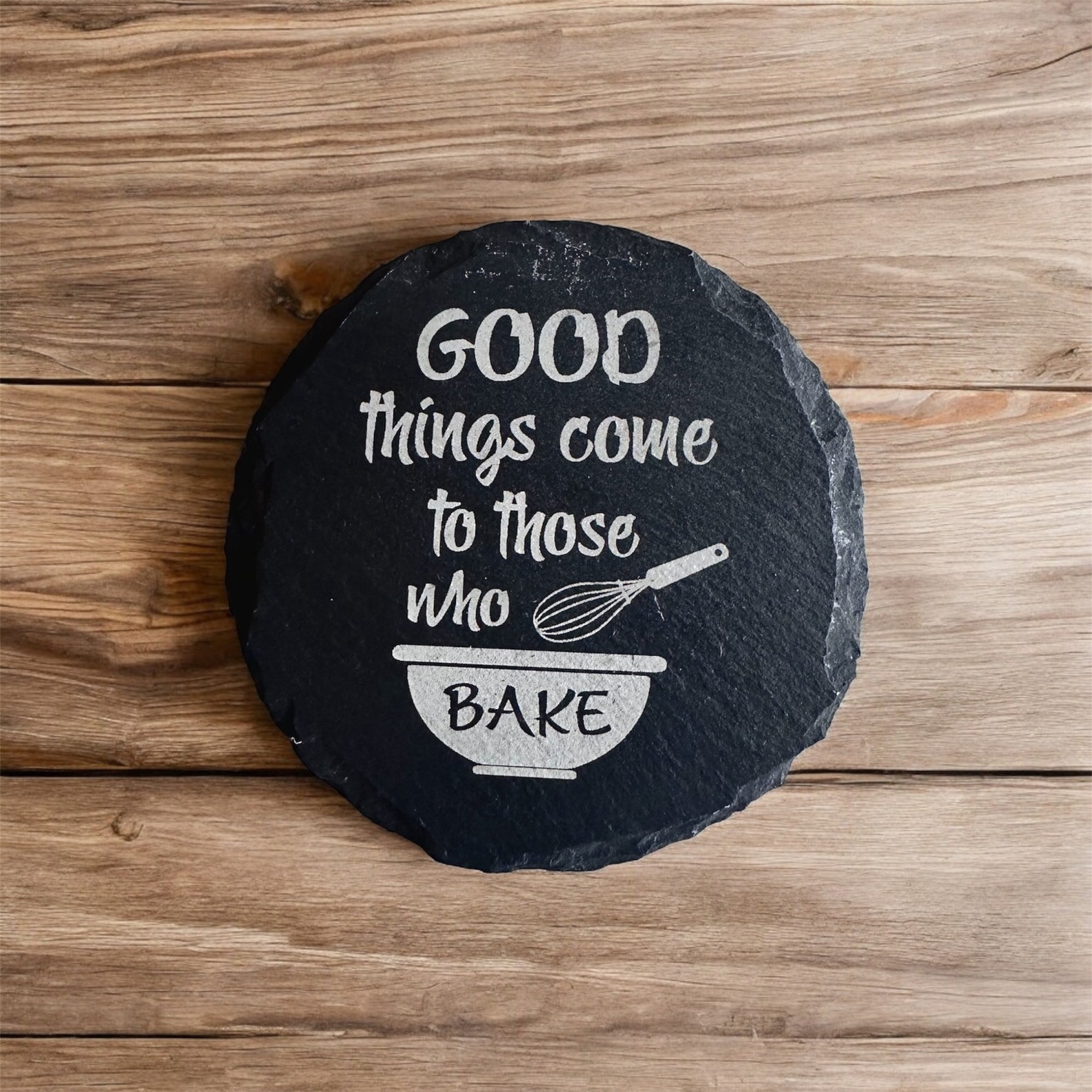 Engraved Slate Coasters Set of 4, Kitchen Baking Themed Drink Coasters ...