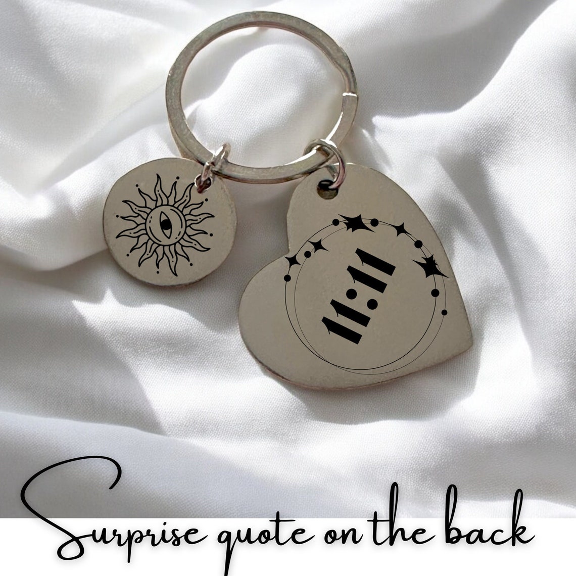 Personalized Angel Number Keychain, Hidden Message Backside, Stainless ...