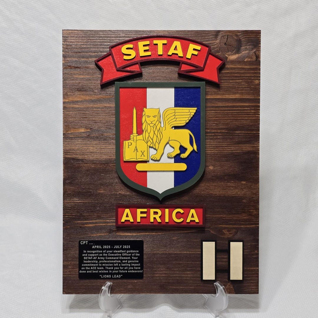 12"x16" Custom Military Plaque With Unit Insignia and Rank, ETS, PCS ...