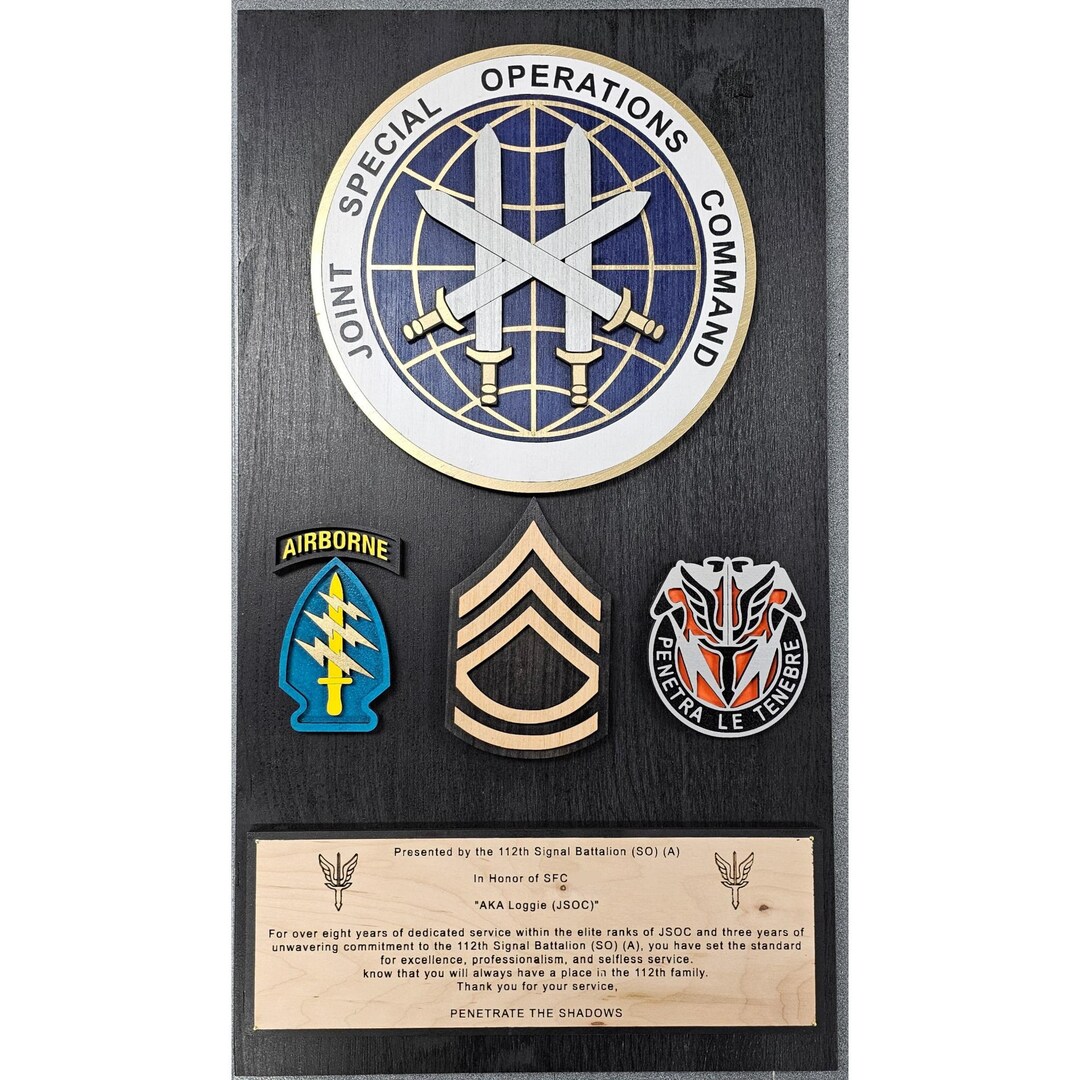 Custom Military Plaque With Unit Insignia and Rank - Etsy