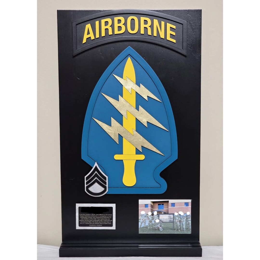 16"x26" Custom Military Plaque Coin Holder With Unit Insignia, Rank ...