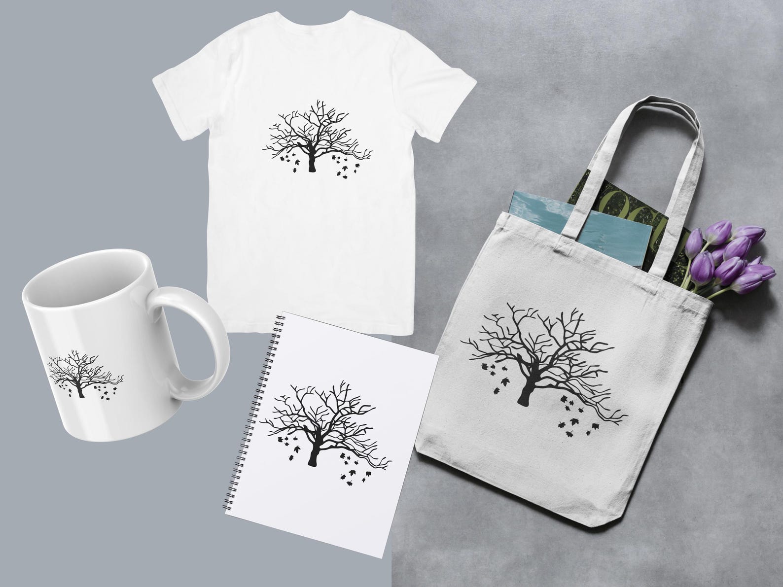 Tree Falling Leaves SVG - Tree Silhouette - Fall Tree SVG File - Fall ...