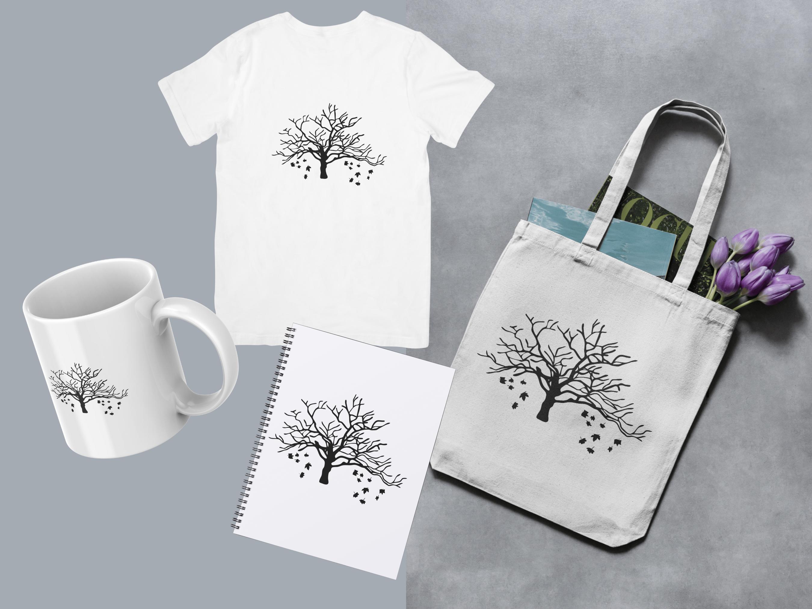 Tree Falling Leaves SVG - Tree Silhouette - Fall Tree SVG File - Fall ...