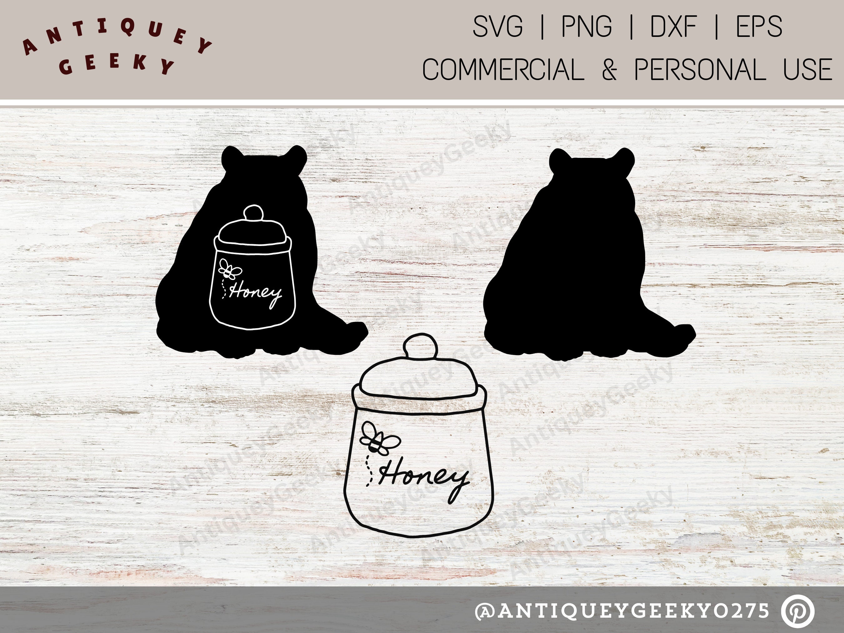 Honey Bear & Honey Pot SVG - Bear Silhouette - Bear SVG File - Honey ...