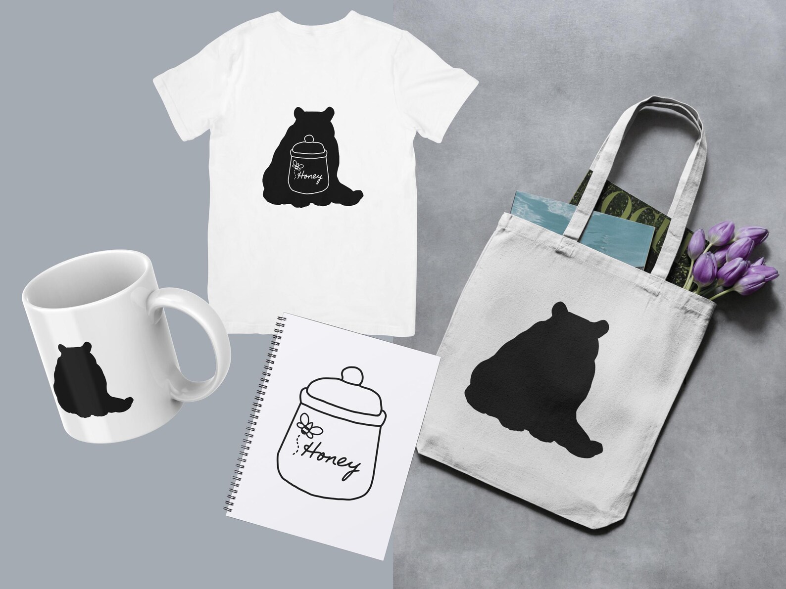 Honey Bear & Honey Pot SVG - Bear Silhouette - Bear SVG File - Honey ...