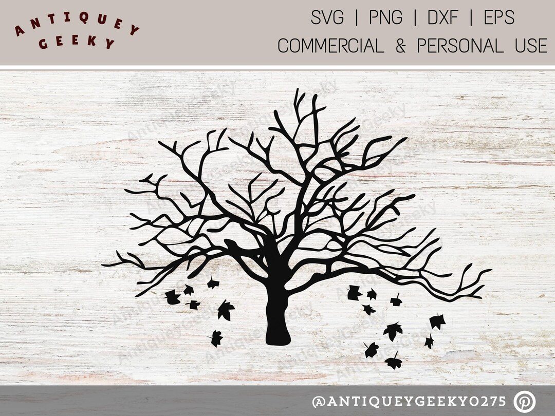 Tree Falling Leaves SVG - Tree Silhouette - Fall Tree SVG File - Fall ...