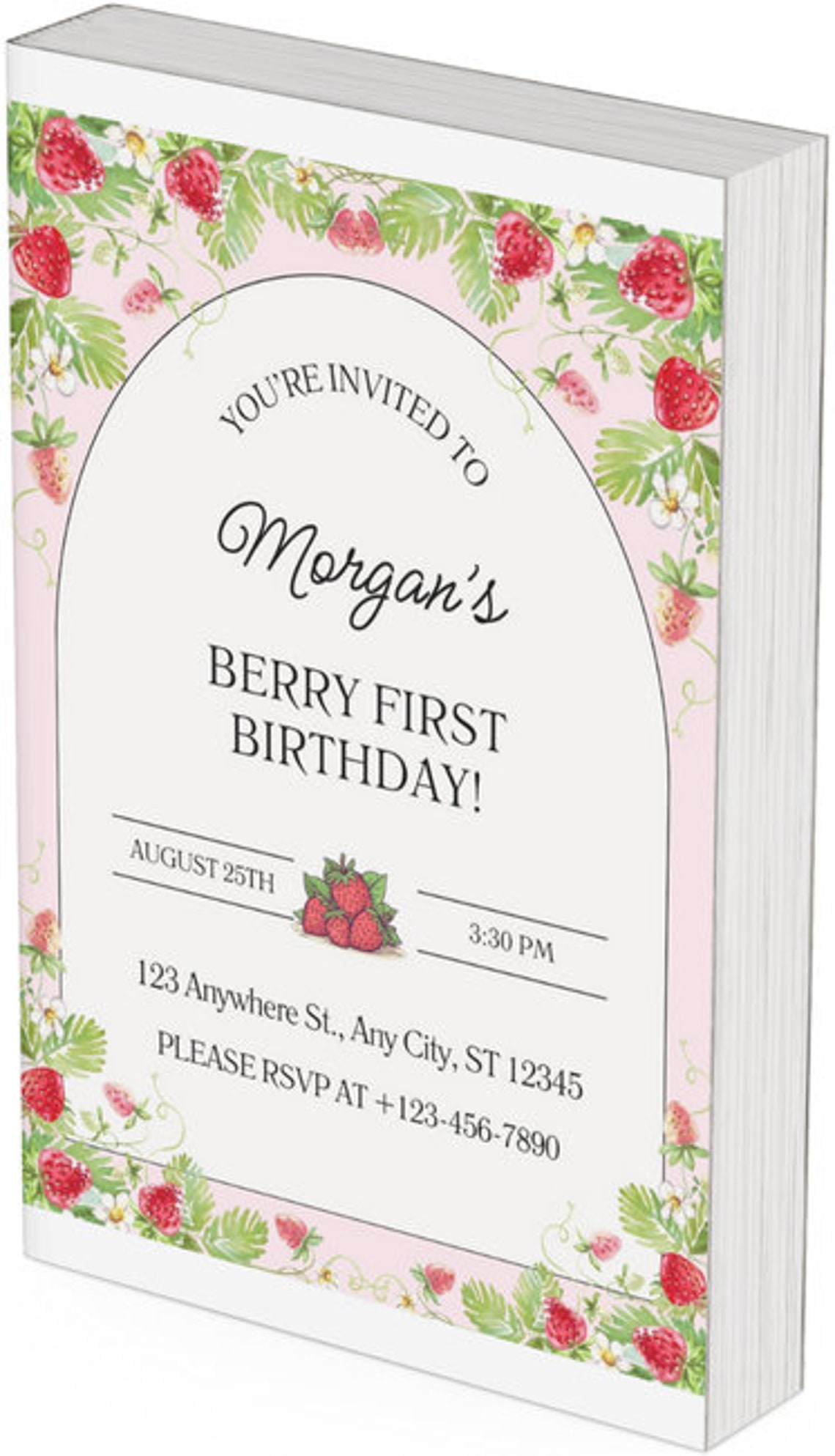 Berry First Birthday Invitation Template, Berry First Birthday ...