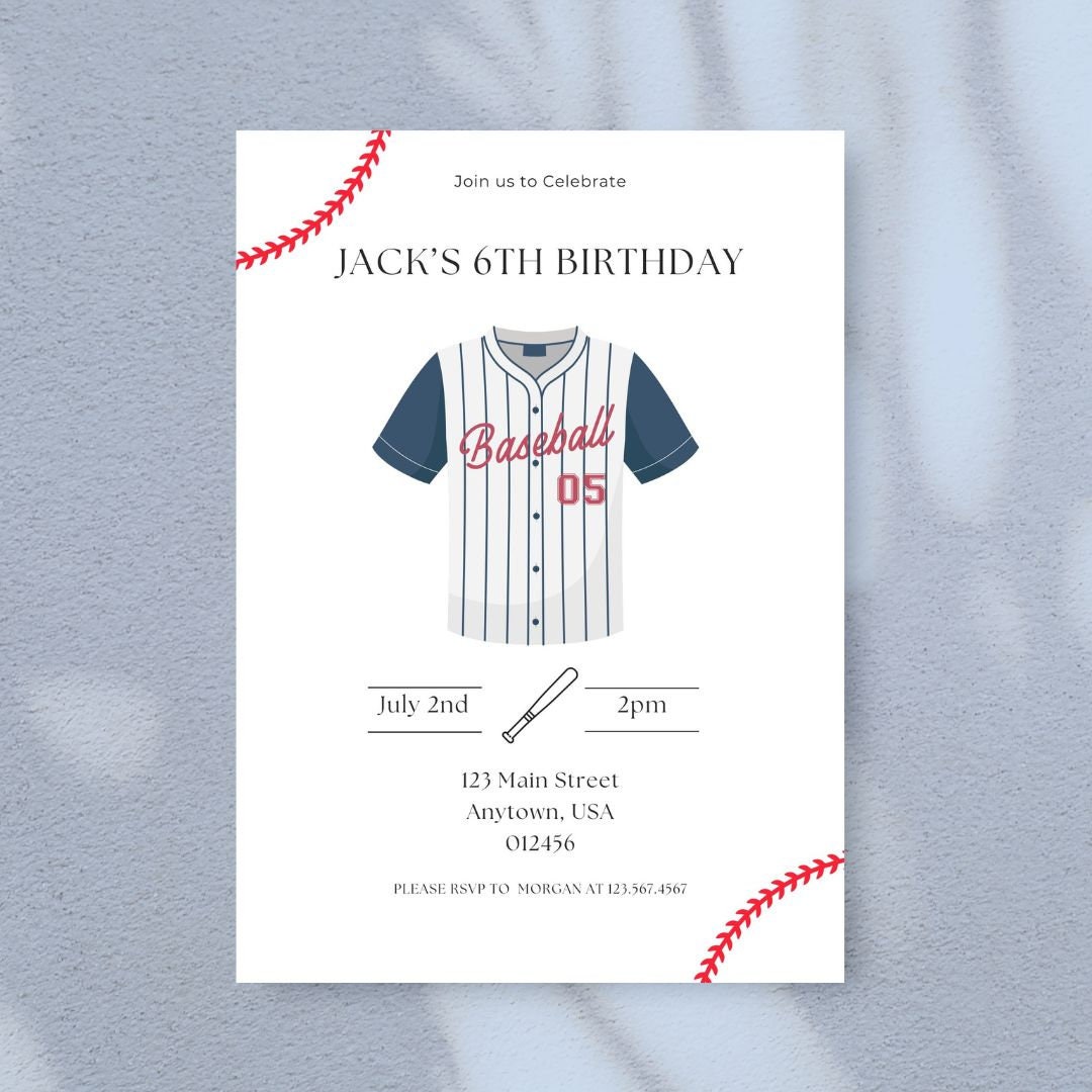 Baseball Birthday Invitation, Editable Boy Baseball Birthday Invitation ...