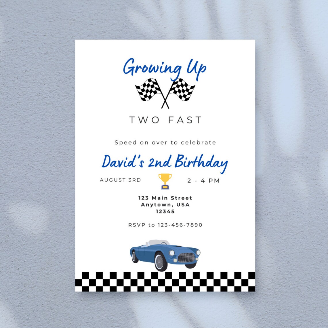 TWO Fast Race Car Birthday Editable Invitation, Race Car 2nd Birthday ...