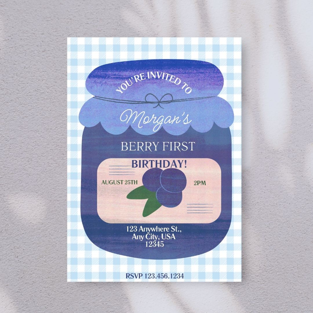 Berry First Birthday Invitation Template, First Birthday Invitation ...