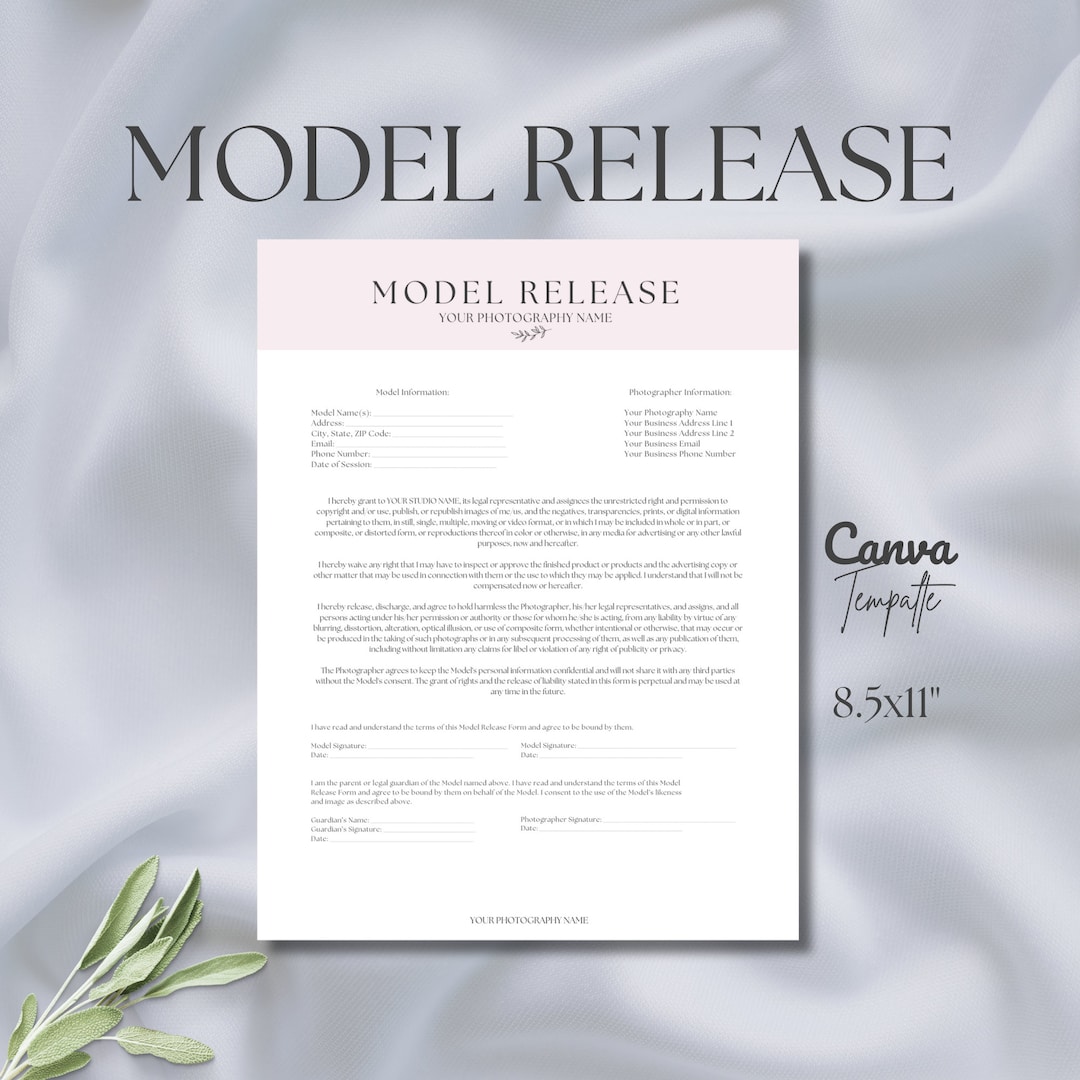 Model Release Form, Model Release, Photography Forms, Minor Model ...