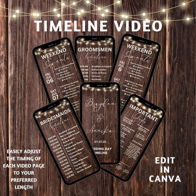 Mobile Wedding Day Timeline, Editable Wedding Agenda Timeline Itinerary ...